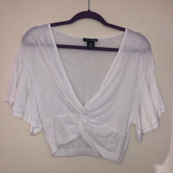 Tops | Aqua White Cross Knot Top | Poshmark